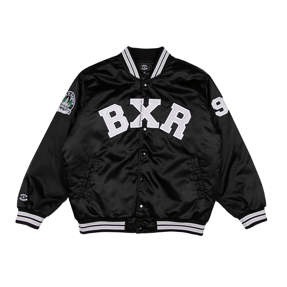 COLLEGE STADIUM JACKET: BLACK – Born X Raised