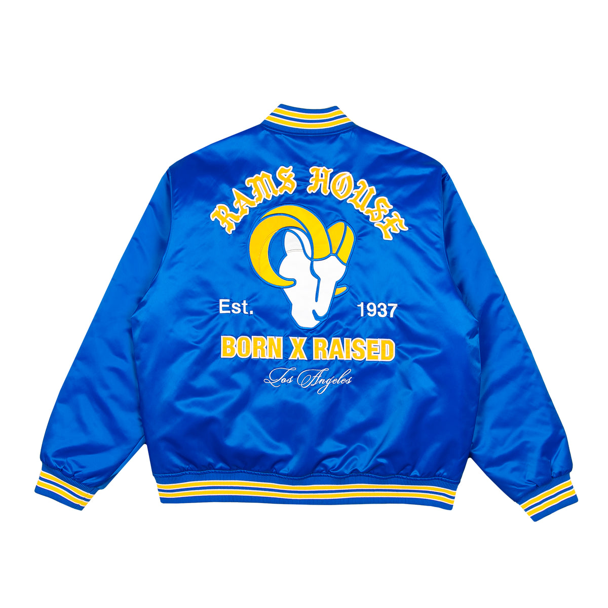 BORN X RAISED + RAMS STADIUM JACKET: BLUE – Born X Raised